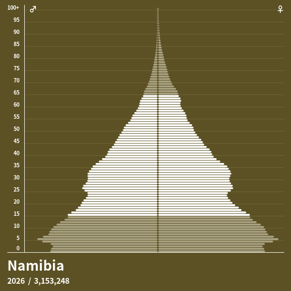 Bevölkerungspyramide von Namibia im Jahr 2026 - Bevölkerungspyramiden