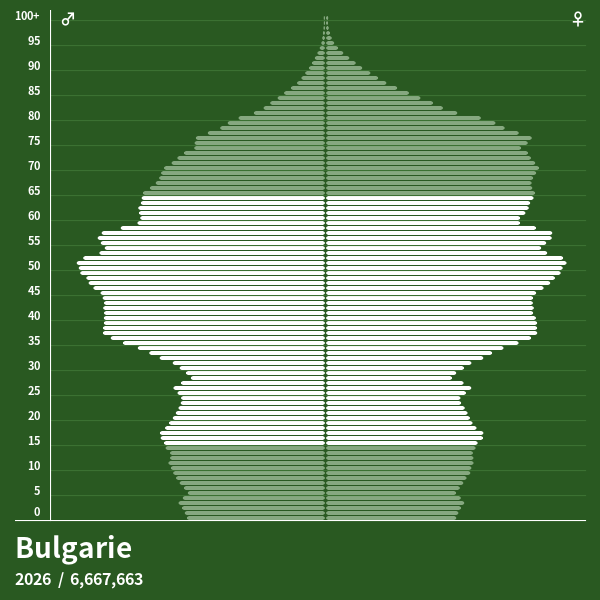 Pyramide de population de Bulgarie 2026 - Pyramides de population