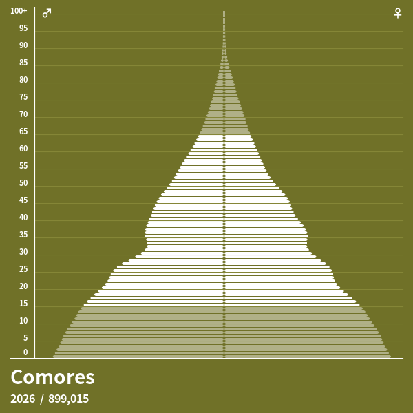 Pyramide de population de Comores 2025 - Pyramides de population