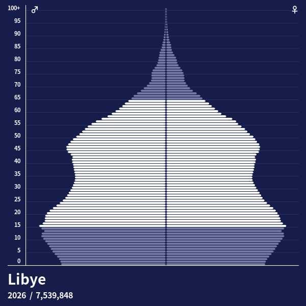 Pyramide de population de Libye 2025 - Pyramides de population