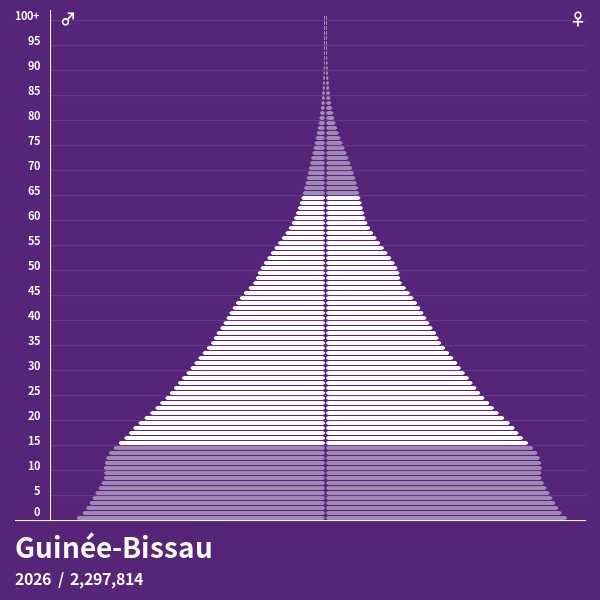 Pyramide de population de Guinée-Bissau 2026 - Pyramides de population