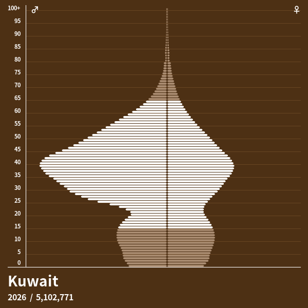 Pirâmide populacional do Kuwait em 2025 - Pirâmides de população